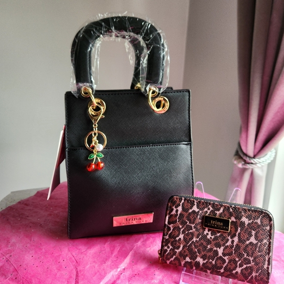 Trina Turk | Bags | Trina Turk Nwt Black Double Handle Crossbody And ...
